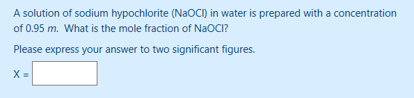 Solved A solution of sodium hypochlorite (NaOCI) in water is | Chegg.com