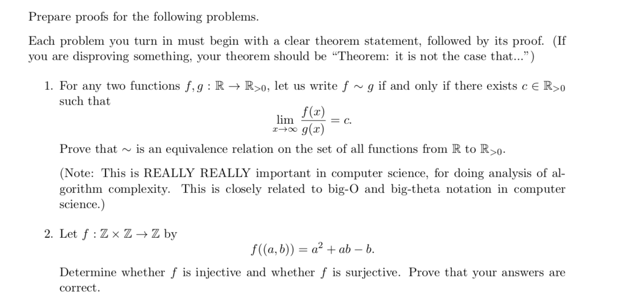 Solved Prepare proofs for the following problems. Each | Chegg.com