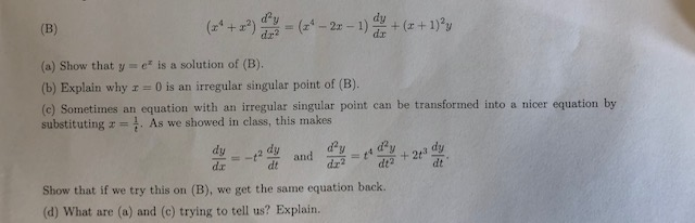 Solved (B) (** + x) = (24-20 -1+ (x + 1)?y (a) Show that | Chegg.com