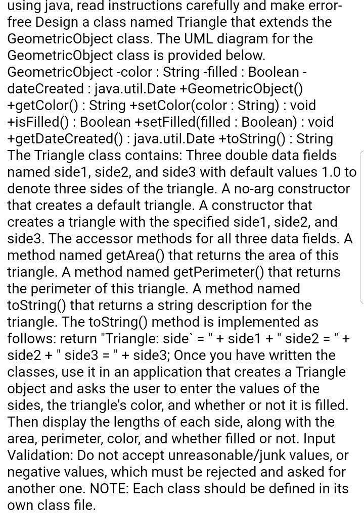 Solved using java, read instructions carefully and make | Chegg.com