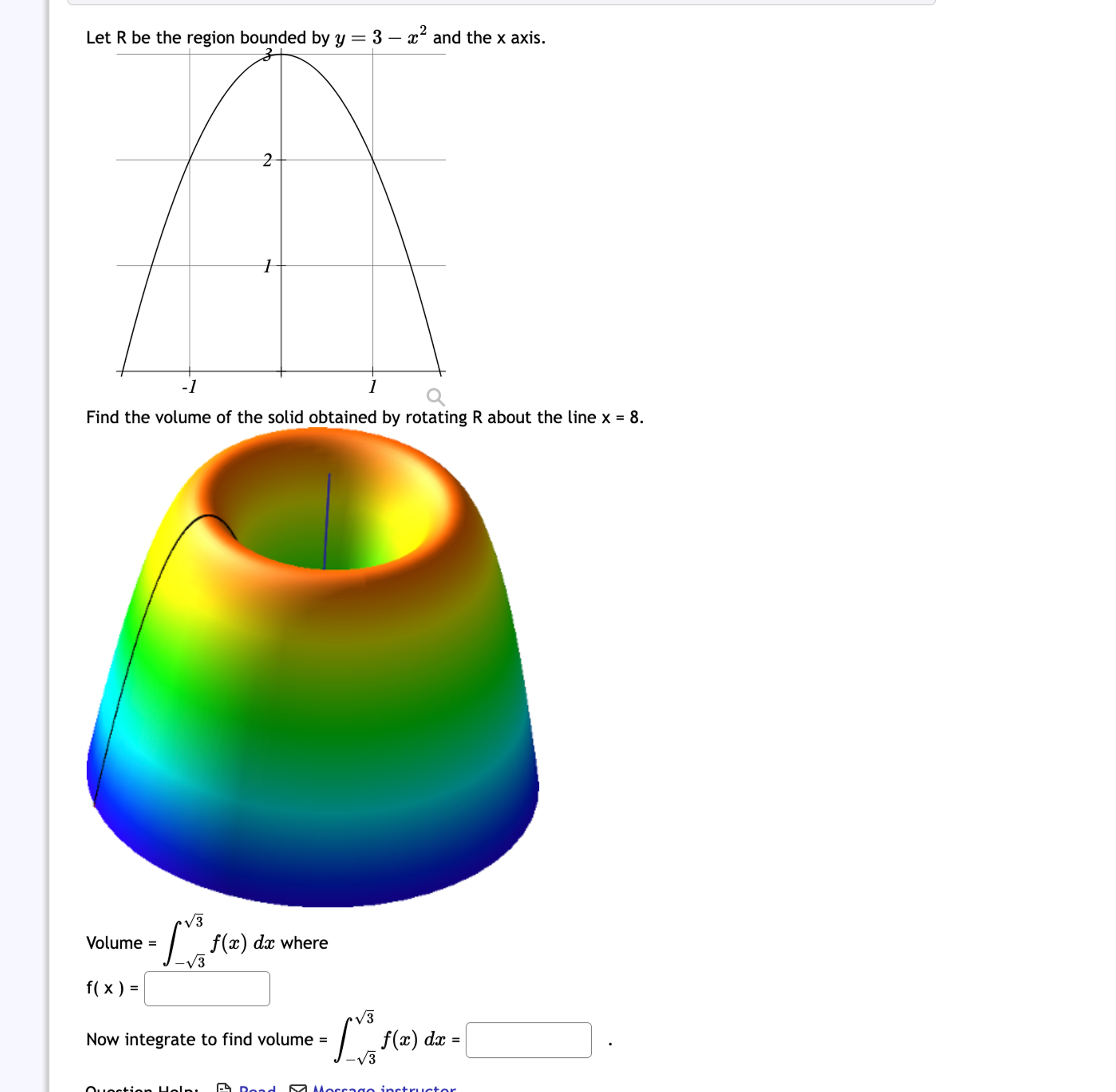 Solved Let R be the region bounded by y=3-x2 ﻿and the x | Chegg.com
