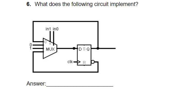 Solved 6. What does the following circuit implement? in1 ino | Chegg.com