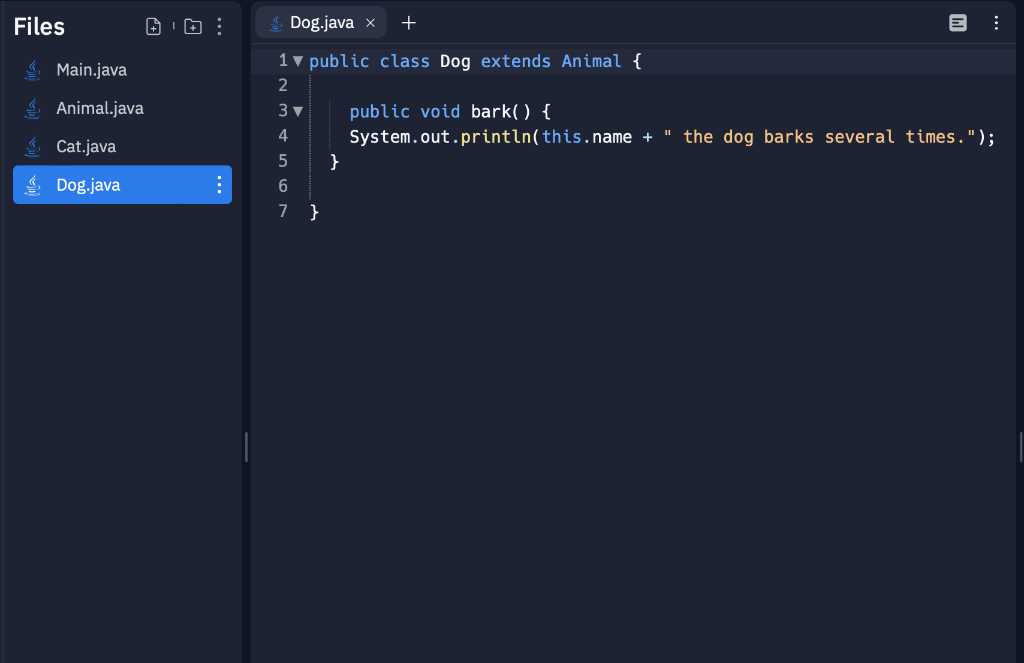 Solved FilesV public class Animal \{ String name; public | Chegg.com