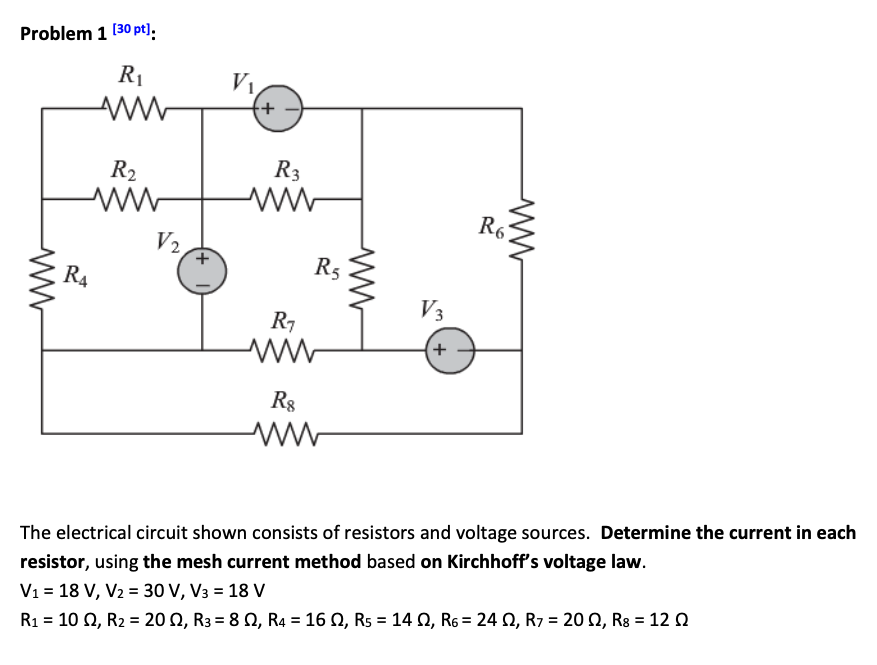 Solved Problem 1 (30 pt): R1 WWW + R2 R3 RO V2 + R4 R. V3 R- | Chegg.com