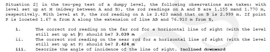 Solved Situation 2] in the two-peg test of a dumpy level, | Chegg.com