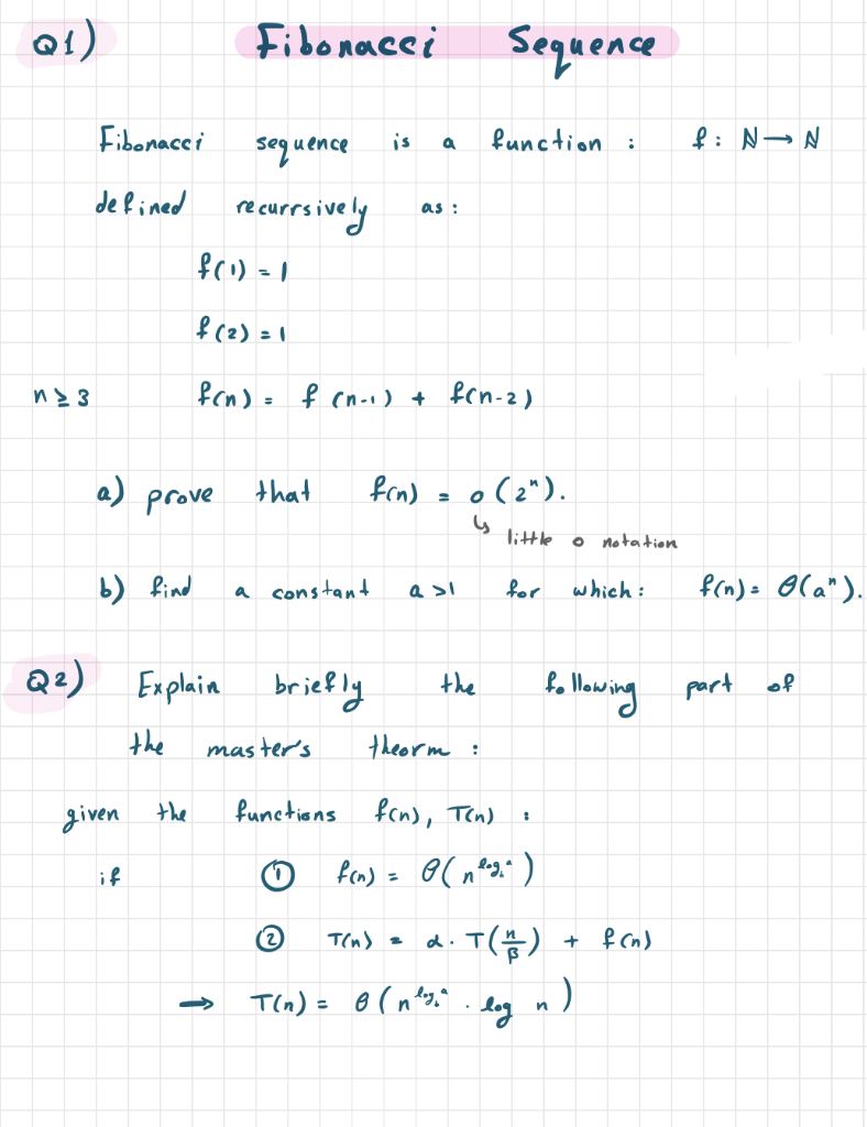 Solved Q1) Fibonacci Sequence is a function : f: NN | Chegg.com