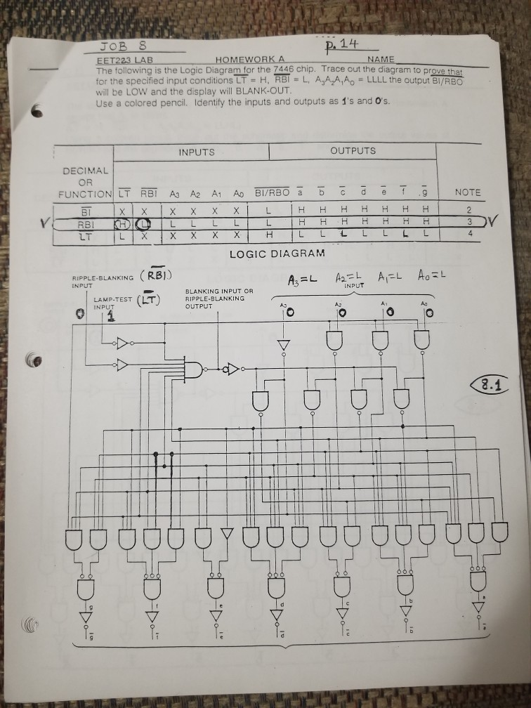 14 JOB 8 HOMEWORK A NAME The following is the Logic | Chegg.com