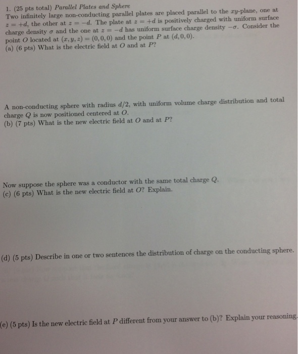 Solved 1. (25 pts total) Parallel Plates and Sphere Two | Chegg.com