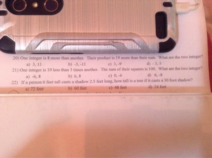 Solved One integer is 8 more than another. Their product is | Chegg.com