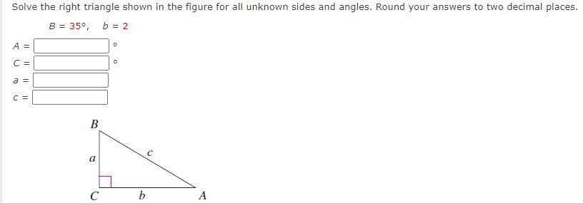 Solved Solve the right triangle shown in the figure for all | Chegg.com