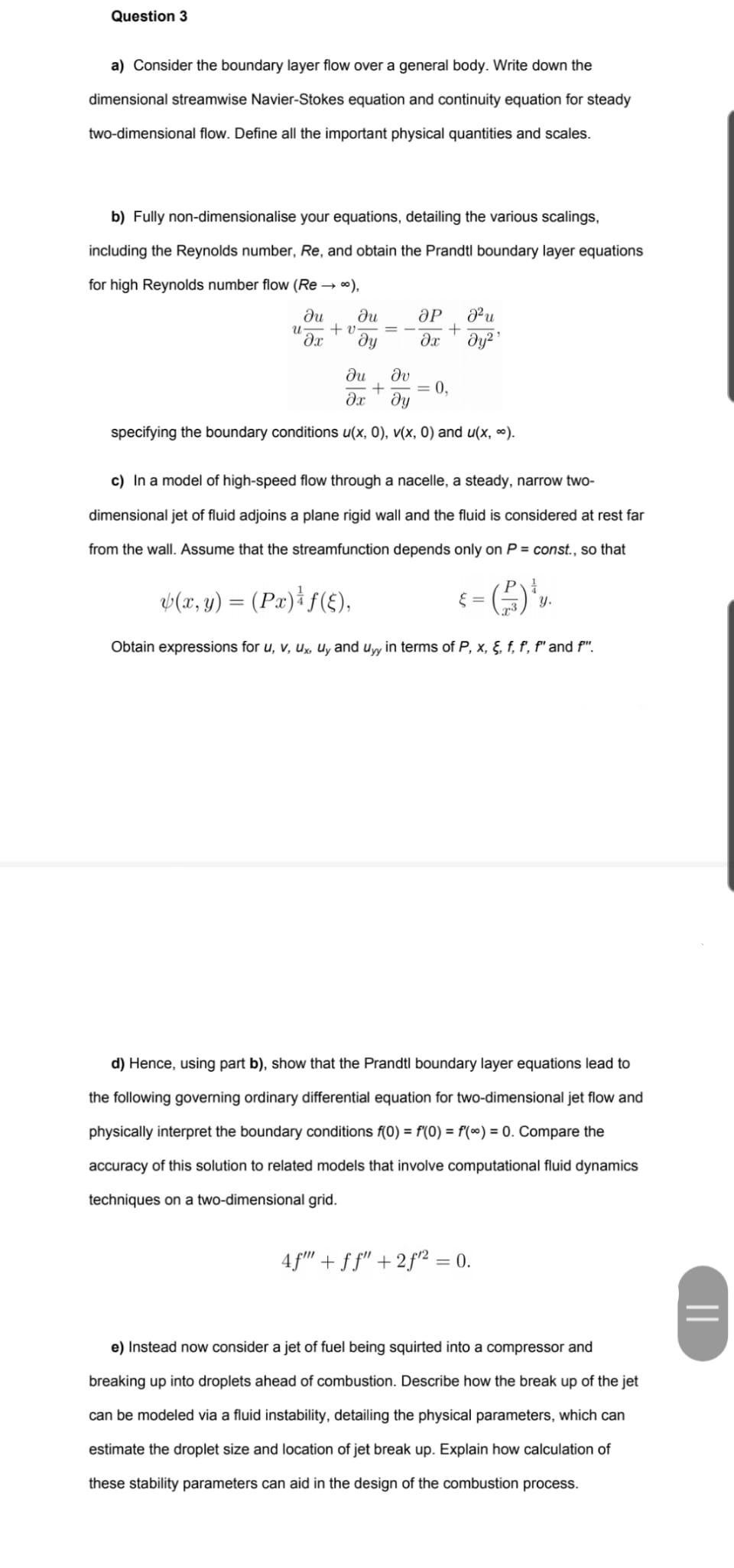 Solved Question 3 a) Consider the boundary layer flow over a | Chegg.com