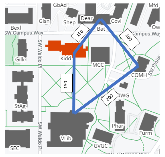 Solved Kidd to VLIB 150 VLIB to COMH 200 COMH to BAT | Chegg.com