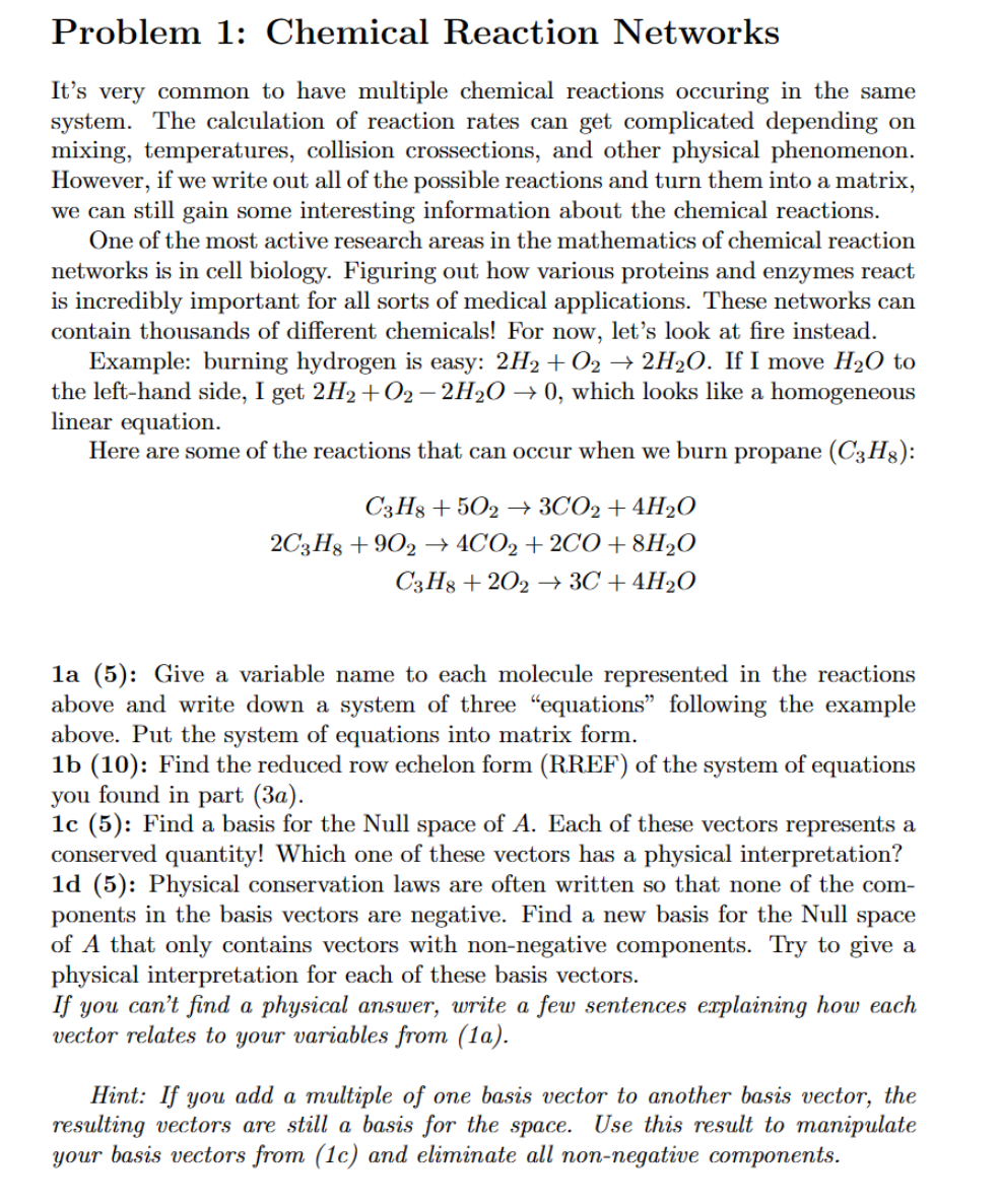 Solved Problem 1: Chemical Reaction NetworksIt's very common | Chegg.com