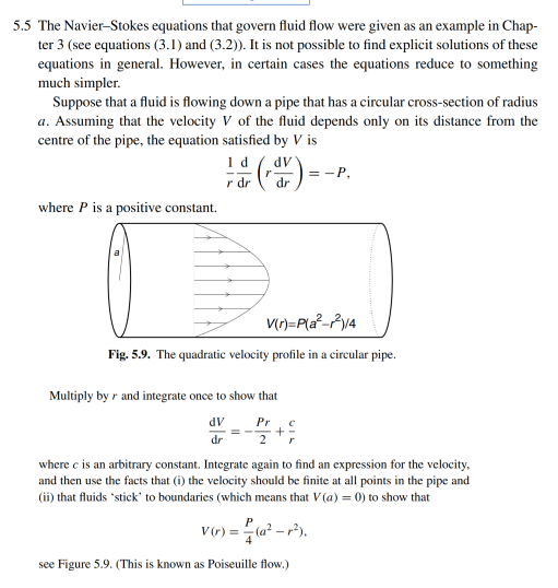 Solved 5.5 The Navier-Stokes equations that govern fluid | Chegg.com