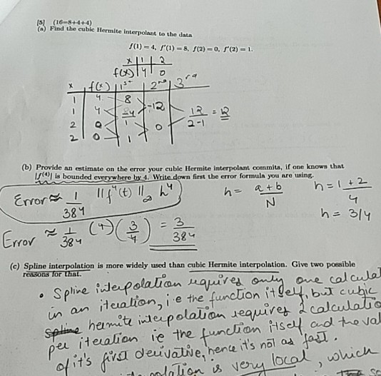 Solved (10- 8+4+4) () Find the cubic Hermite interpolant to | Chegg.com