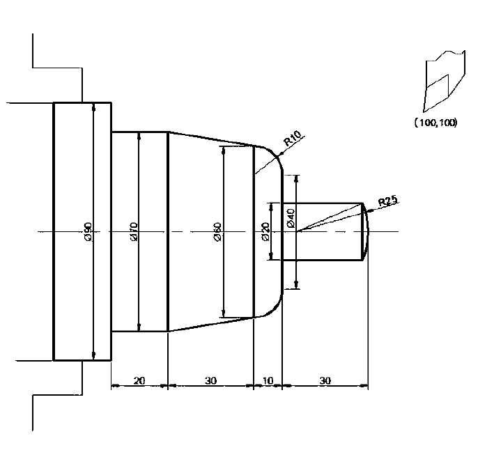 Solved Write the CNC program of the part whose dimensions | Chegg.com
