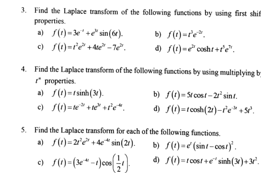 Solved 3. Find the Laplace transform of the following | Chegg.com
