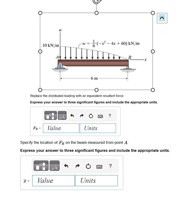 Solved Replace the distributed loading with an equivalent | Chegg.com