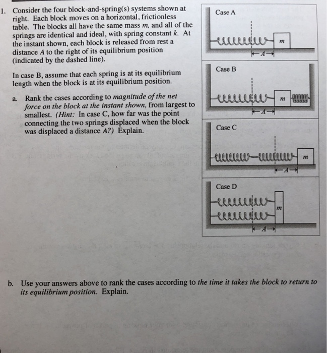 Solved Consider the four block-and-spring(s) systems shown | Chegg.com