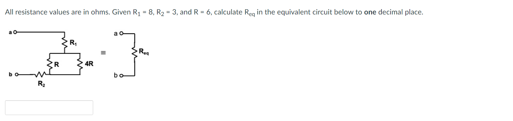 Solved All resistance values are in ohms. Given R1=8,R2=3, | Chegg.com