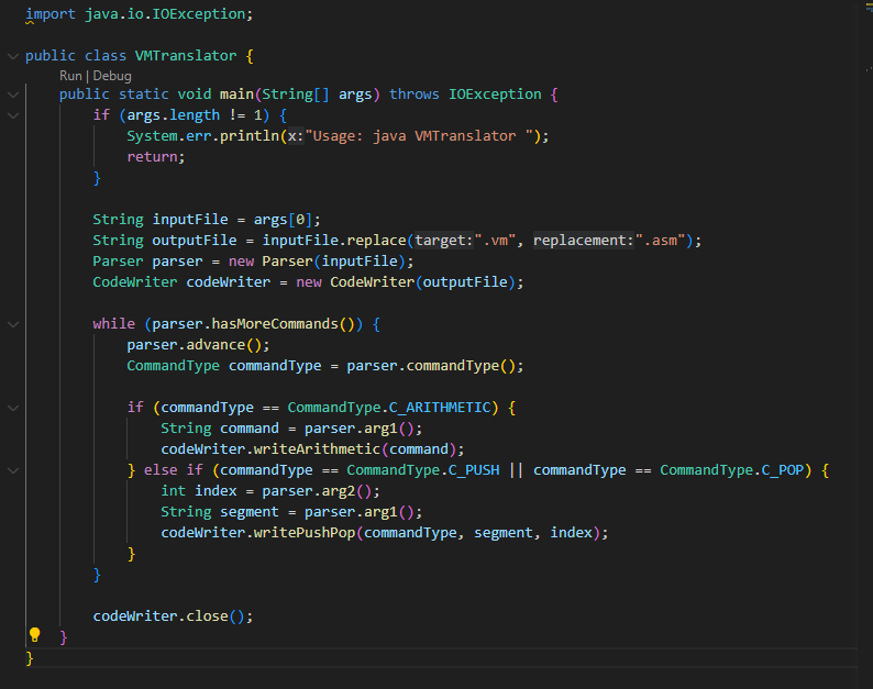 Solved at VMIranslator.main(VMT.java:4) Exception in thread | Chegg.com