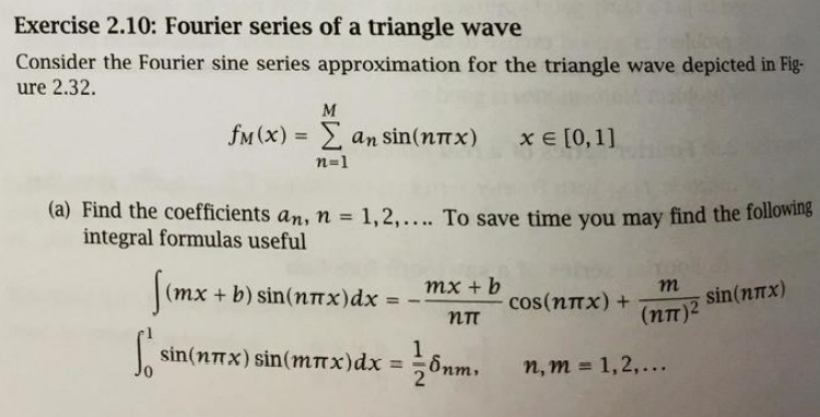 Exercise 2.10: Fourier series of a triangle wave | Chegg.com