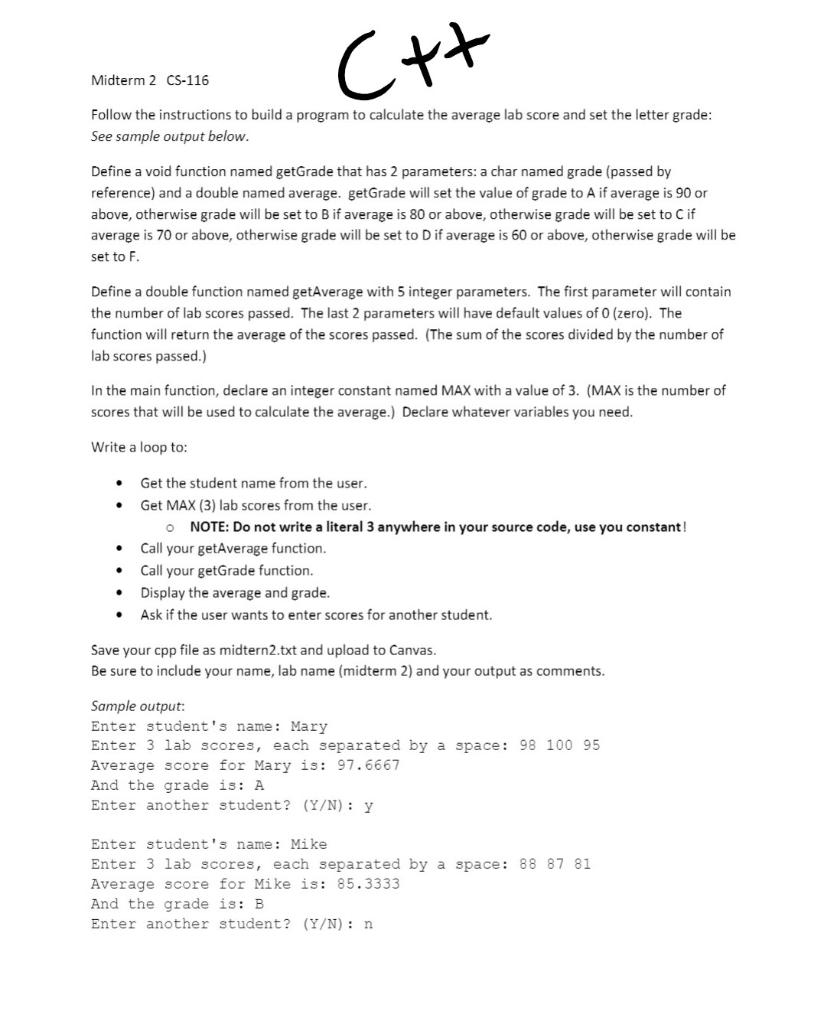 Solved ctt Midterm 2 CS-116 Follow the instructions to build | Chegg.com