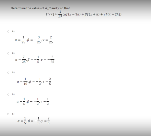 Solved Determine the values of a, B and y so that f"(x) | Chegg.com