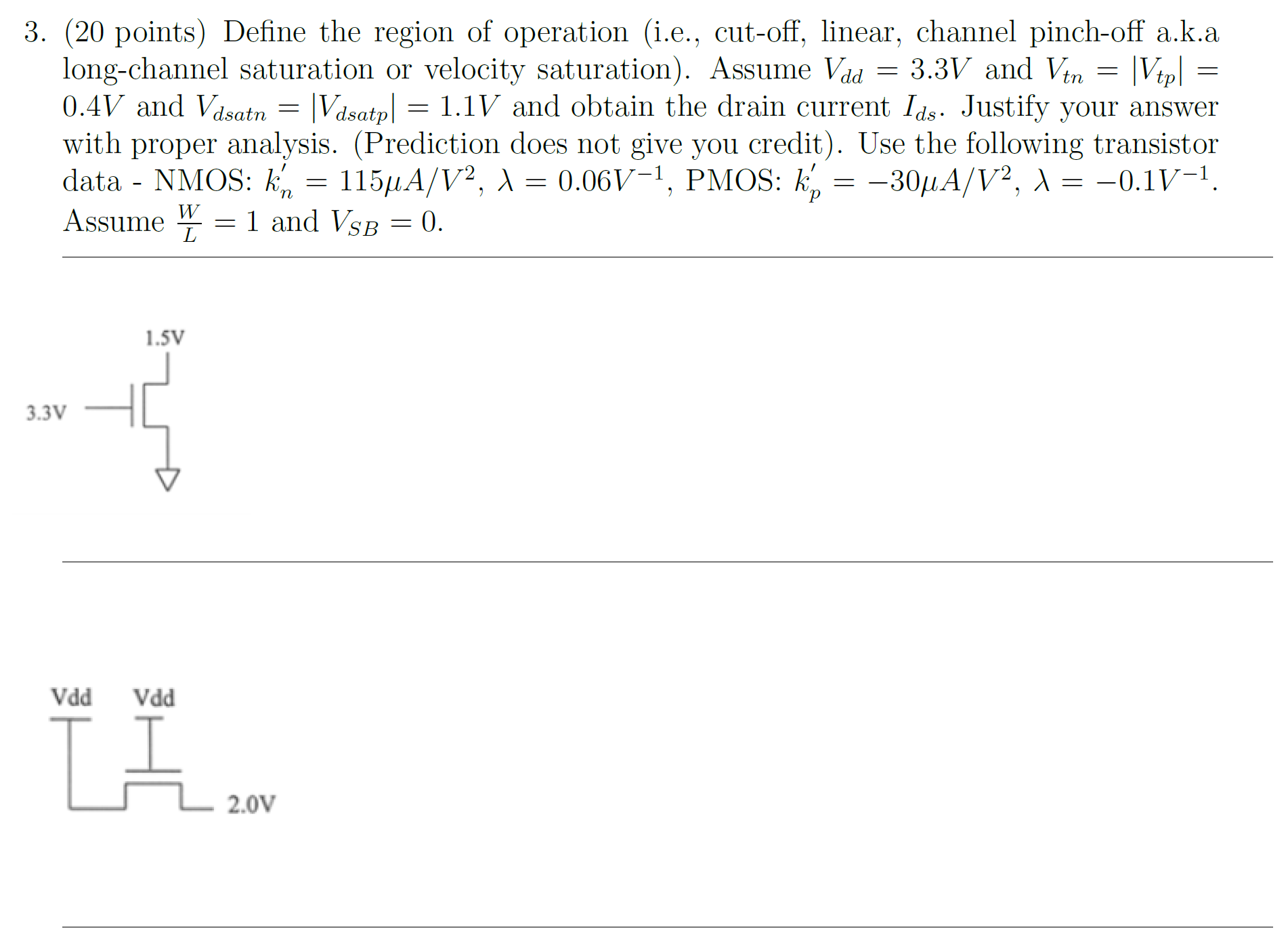 3. (20 points) Define the region of operation (i.e., | Chegg.com