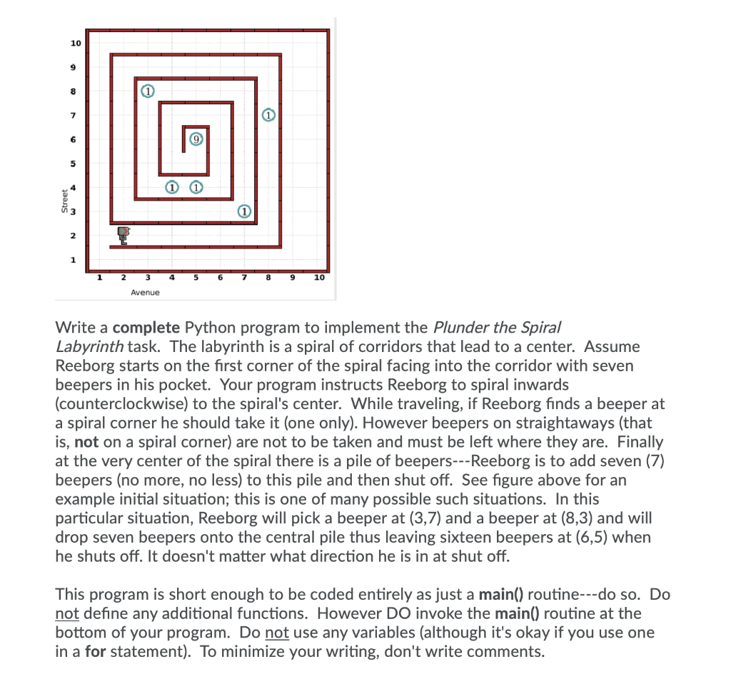 10 9 (9 10 Avenue Write a complete Python program to | Chegg.com