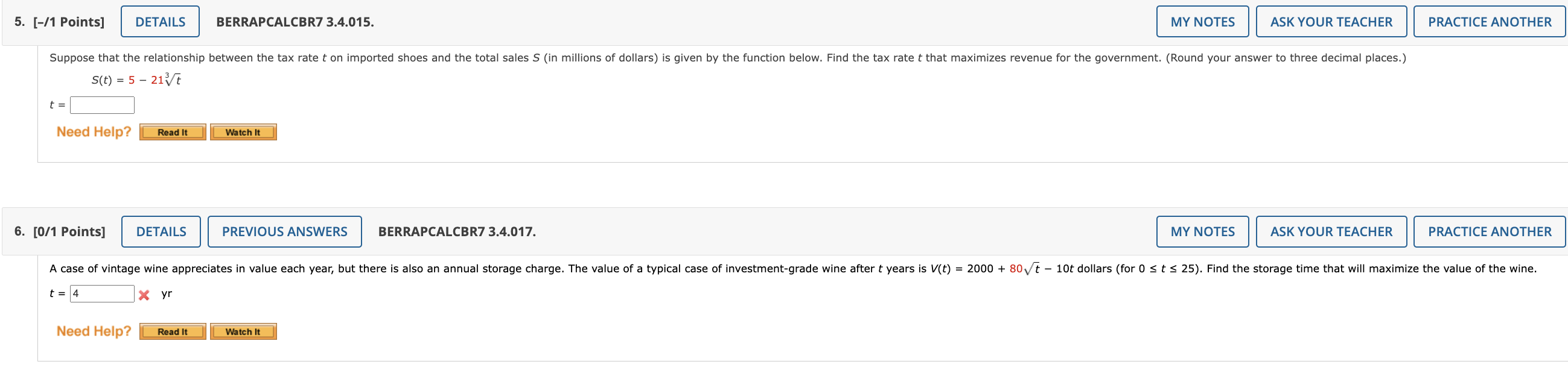 Solved harvest? trees per acre[-/1 Points] BERRAPCALCBR7 | Chegg.com