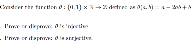 Solved Consider the function θ:{0,1}×N→Z defined as | Chegg.com