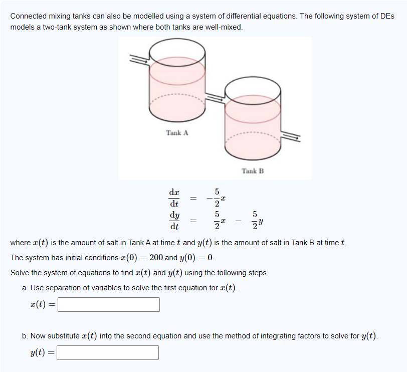 Solved Connected mixing tanks can also be modelled using a | Chegg.com