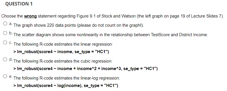 Solved Test score 780 Linear regression Linear-log | Chegg.com