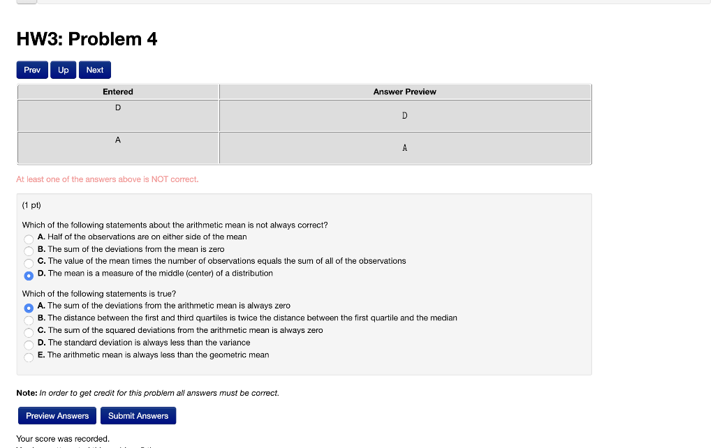 Solved HW3: Problem 4 Prev Up Next Entered Answer Preview At | Chegg.com
