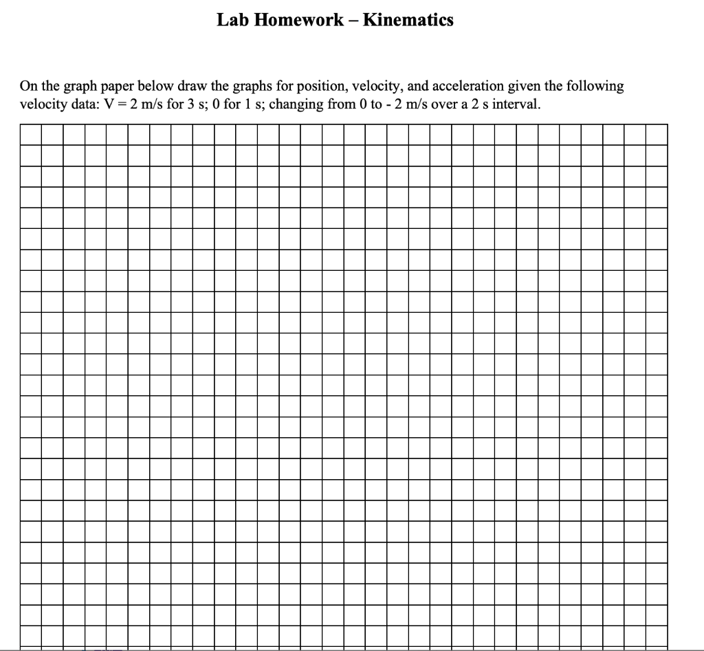 Solved Lab Homework – Kinematics On the graph paper below | Chegg.com
