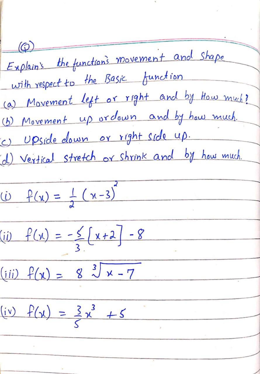 Explains the functions Movement and shape with | Chegg.com