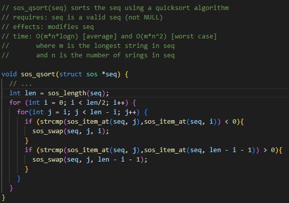 Solved struct sos \{ int len; int maxlen; char **data; \}; | Chegg.com