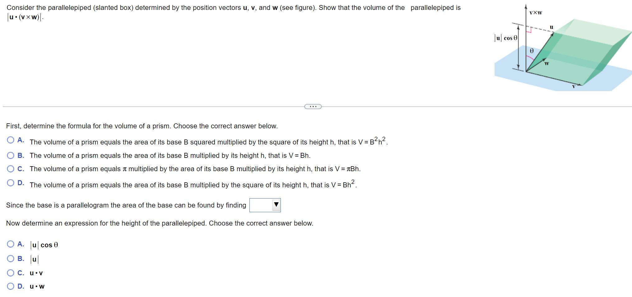 Solved Consider the parallelepiped (slanted box) determined | Chegg.com