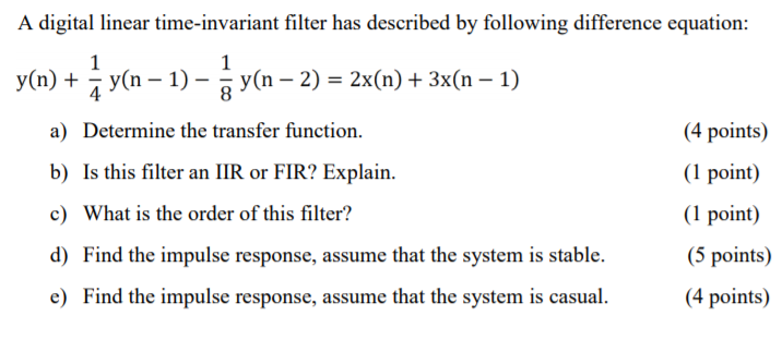 Solved A digital linear time-invariant filter has described | Chegg.com