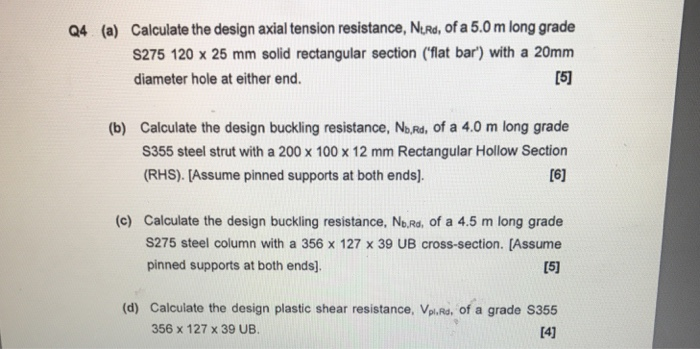 Solved Q4 (a) Calculate the design axial tension resistance, | Chegg.com