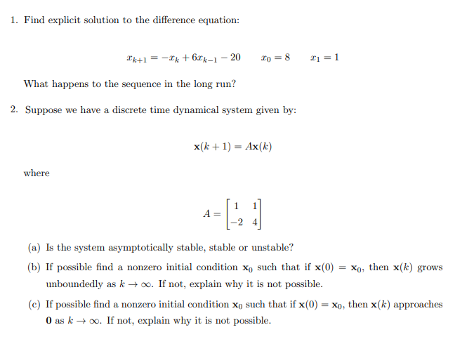 Solved 1. Find explicit solution to the difference equation: | Chegg.com