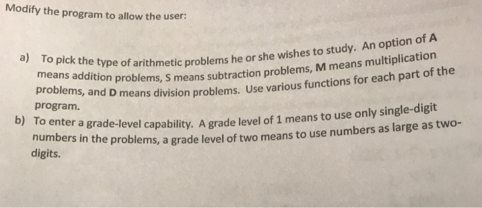 Solved Write a menu-driven program that will help an | Chegg.com