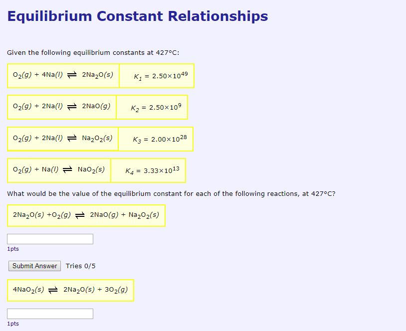 Solved Equilibrium Constant Relationships Given the | Chegg.com