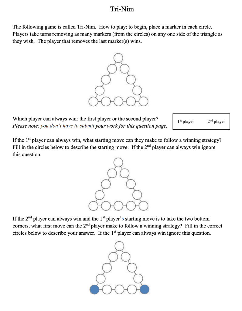 Solved Tri-Nim The following game is called Tri-Nim. How to | Chegg.com