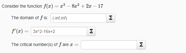 Solved Consider the function f(x)=x3−8x2+2x−17 The domain of | Chegg.com
