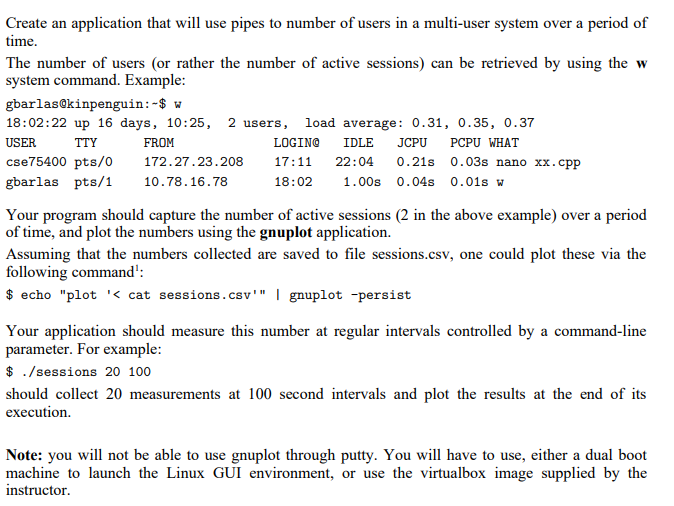 Create an application that will use pipes to number | Chegg.com