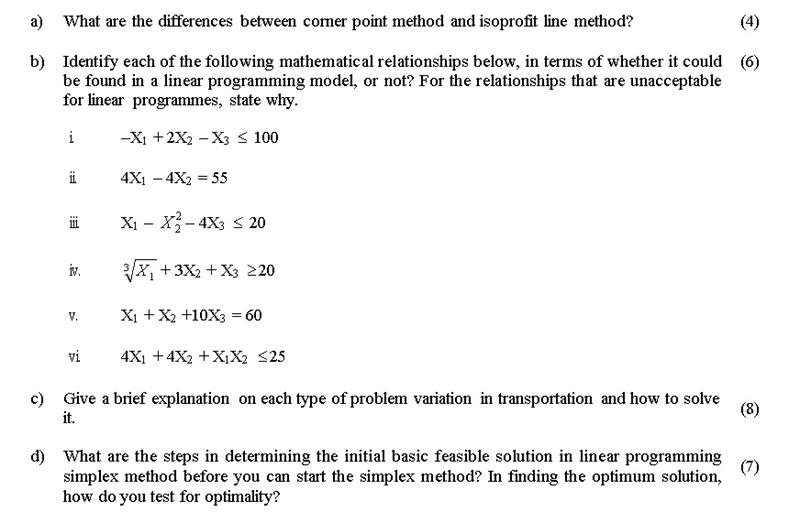 Solved (4) a) What are the differences between corner point | Chegg.com