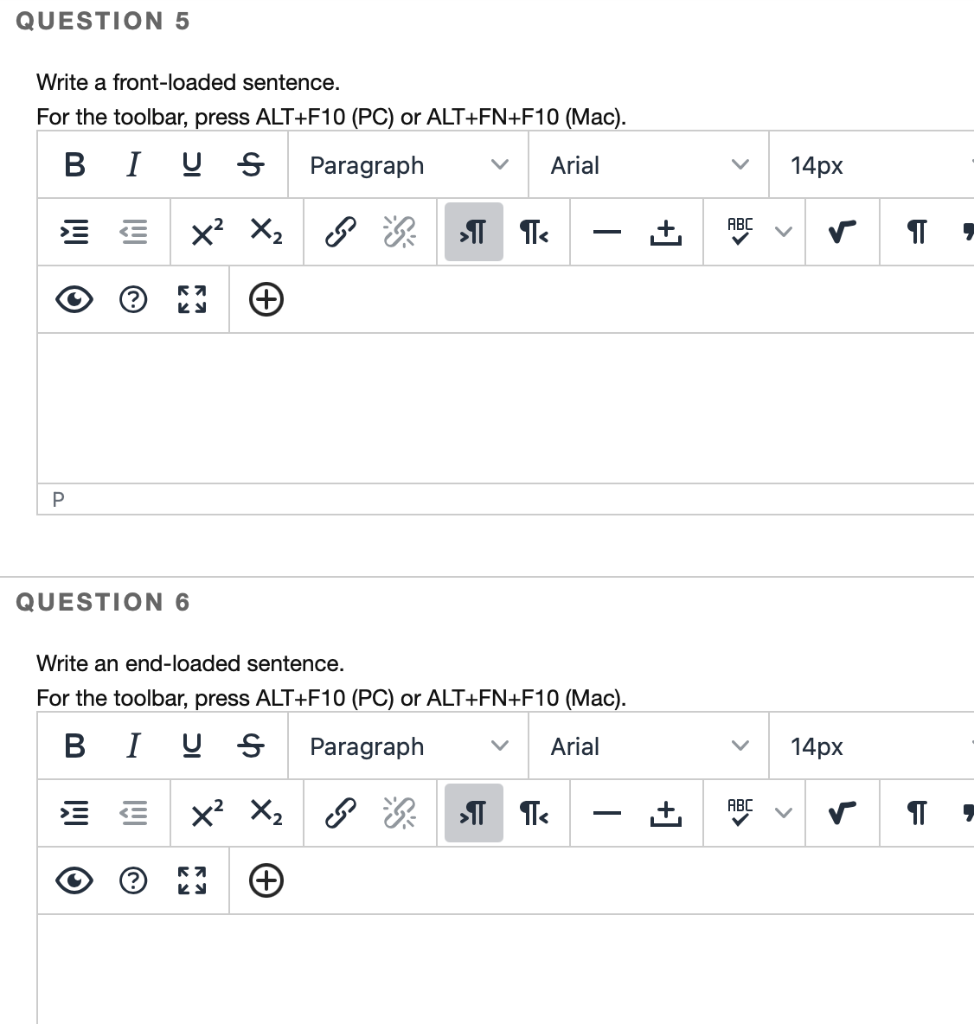 QUESTION 5 Write a front-loaded sentence. For the | Chegg.com