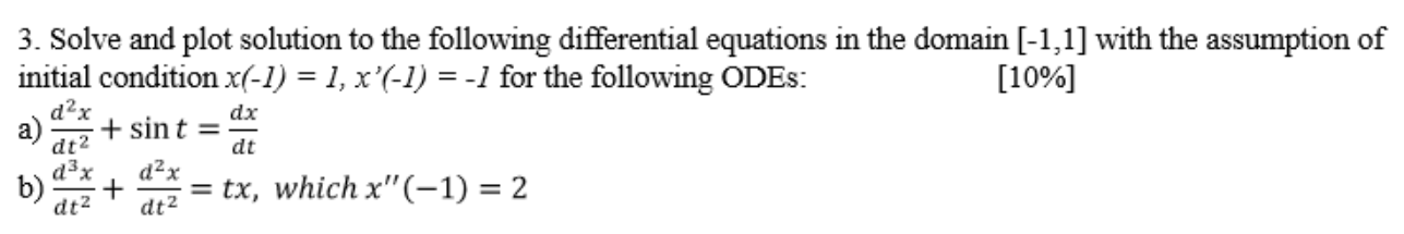 Solved dx 3. Solve and plot solution to the following | Chegg.com